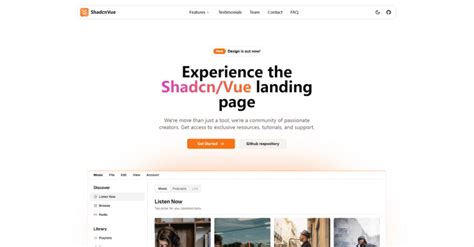 shadcn vue landing free product template vue tailwind shadcn