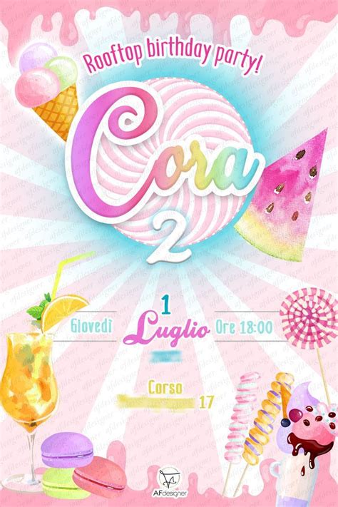 Digital Summer Candyland Birthday Invitation Sweets Party Invitation