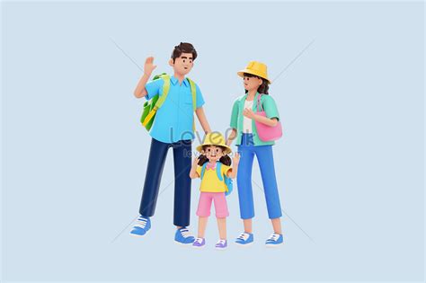 3d 부모와 자식 여행 일러스트 무료 다운로드 Lovepik