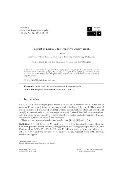 Pdf Product Of Normal Edge Transitive Cayley Graphs