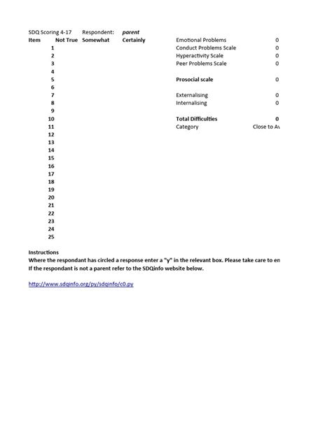 Sdq Excel Tool Pdf Psychology Behavioural Sciences