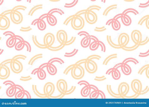 Naive Cute Squiggle Seamless Pattern Creative Pink And Purple Abstract Doodle Style Drawing