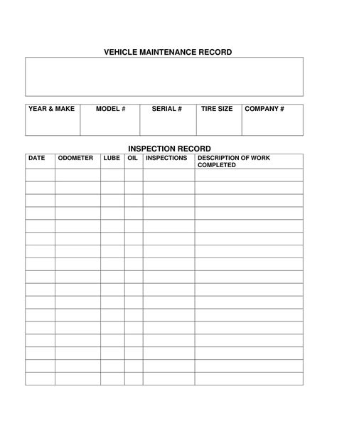 Free Printable Vehicle Maintenance Log Templates Excel Word Pdf