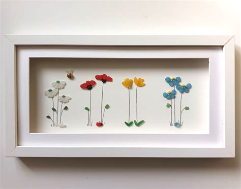 Sea Glass Flowers Framed Floral Wall Art The British Craft House