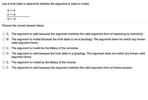 Solved Determine Whether The Argument Is Valid Or Invalid Chegg