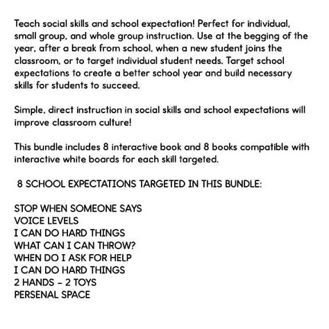 Social Skills Preschool Sped Social Expectations Tpt