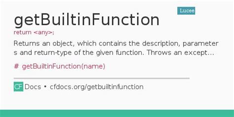 Getbuiltinfunction Code Examples And Cfml Documentation