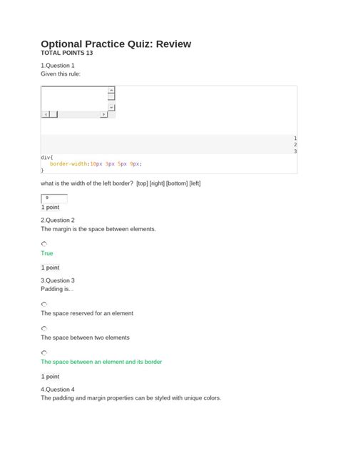 Css3 Optional Practice Quiz Pdf