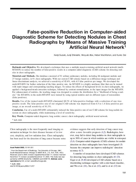 Pdf False Positive Reduction In Computer Aided Diagnostic Scheme For Detecting Nodules In