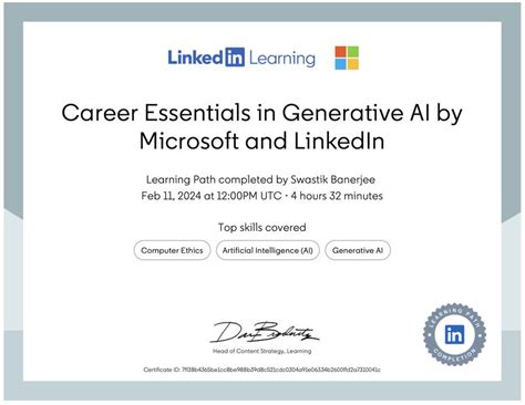 generative ai course by linkedin and microsoft swastik banerjee posted on the topic linkedin