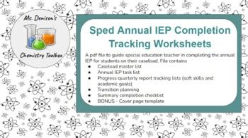 Annual IEP Completion Tracking Worksheets By Rubric Design LLC TpT