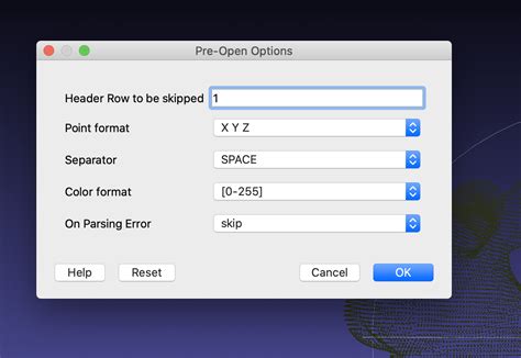 3d meshlab won t open this pts file is just mentions that it fails