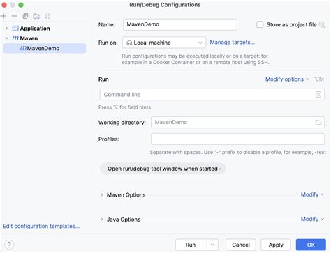 Rundebug Configuration Maven Intellij Idea Documentation