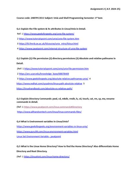 Assignment 2 Unix And Shell Programming Pdf Directory Computing Computer Architecture