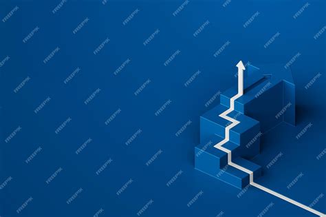 색 화살표는 성장과 진보를 상징하는 파란색 배경의 계단을 따라 올라간다 프리미엄 사진