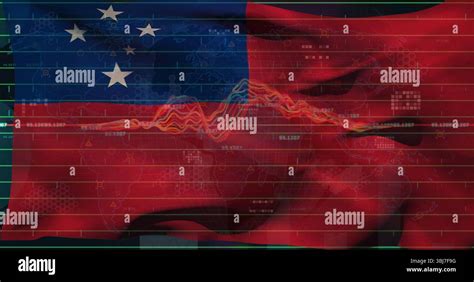 Displaying Composite Trading Screen Showing Waving Us And Chinese Flags