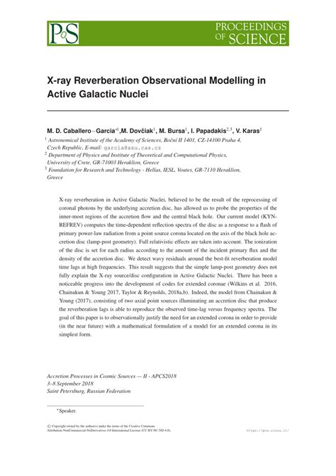 Pdf X Ray Reverberation Observational Modelling In Active Galactic Nuclei