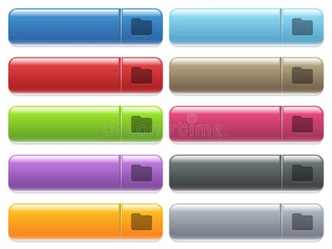 Folder Icons On Color Glossy Rectangular Menu Button Stock Vector Illustration Of Icons