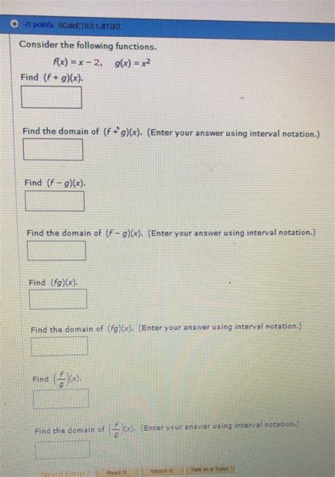 Solved Consider The Following Functions Nx X 2 Gx X2