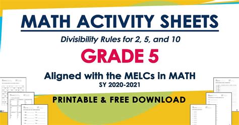 Math Activity Sheet For Grade 5 Based On Melcs Free Download Deped