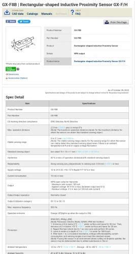 Mm Panasonic Inductive Proximity Sensor GX F B V NPN At Piece In Boisar