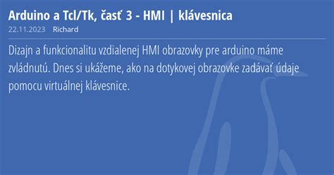 Arduino A Tcl Tk časť 3 Hmi Klávesnica