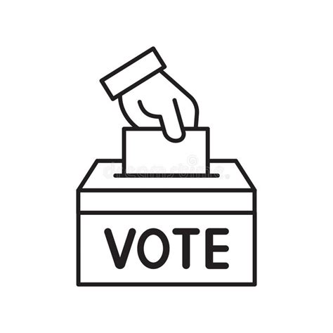 Hand Voting Ballot Box Icon Election Vote Concept Simple Line Design