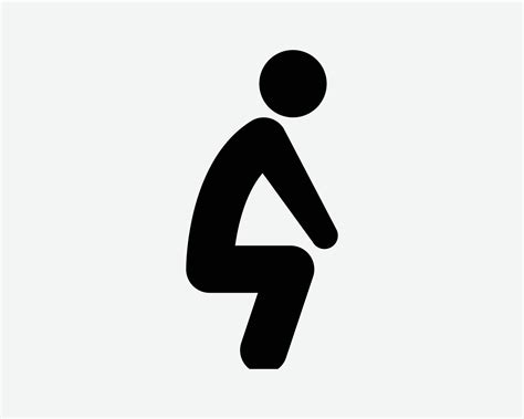 Squatting Stick Figure Icon Person Squat Pose Posture Stickman Man