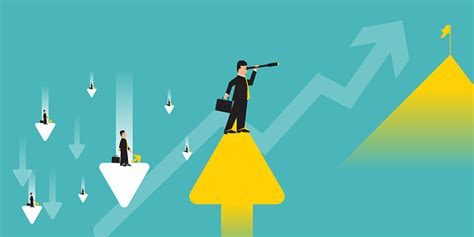 미래를 바라보는 사업가 상하 화살표 플랫 스톡 일러스트 가리키기에 대한 스톡 벡터 아트 및 기타 이미지 가리키기 개념 개발 Istock