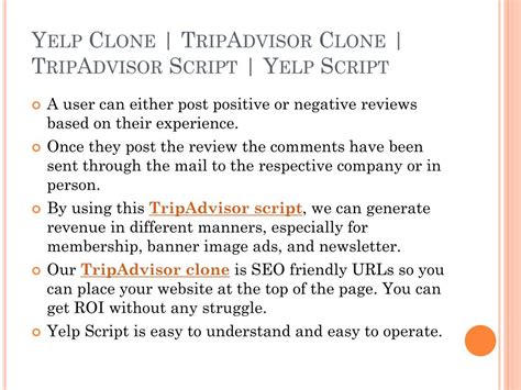 ppt yelp clone tripadvisor script powerpoint presentation free