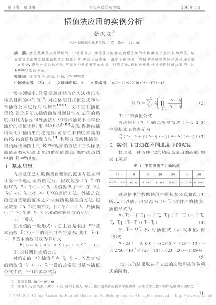 插值法在数值分析及实际问题中的应用 资源 Csdn文库