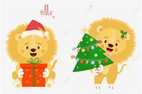 새해 사자 세트 화환 어린 아이 행복했어 Png 일러스트 및 벡터 에 대한 무료 다운로드 Pngtree