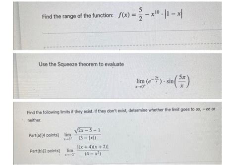 Solved Find The Range Of The Function F X 25x101x Use Chegg Com