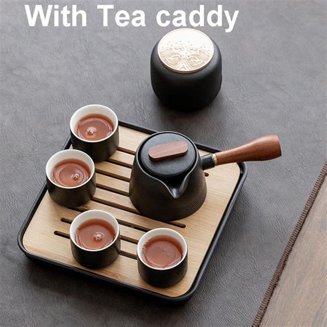 Черна керамика една тенджера четири чаши комплекти за чай преносими чаши за домашен офис за