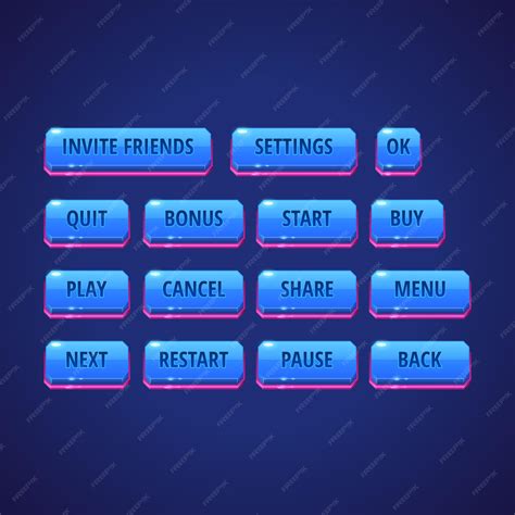 Premium Vector Glossy Buttons For Game Or App Menu Interface