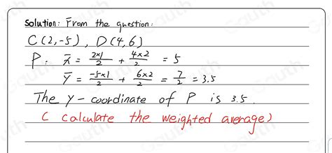 Solved P Is The Weighted Average Of C2 5 And D46 On The Coordinate Plane Find The