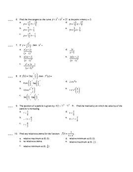 Calculus Midterm Test By Sarah Dragoon Teachers Pay Teachers