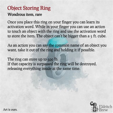 Oc Art Object Storing Ring Rare Rdungeonsanddragons