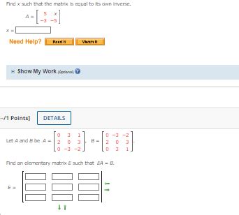 Solved Find X Such That The Matrix Is Equal To Its Own Chegg Com