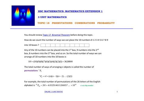 Pdf Hsc Mathematics Mathematics Extension 1 Unit Mathematics Topic