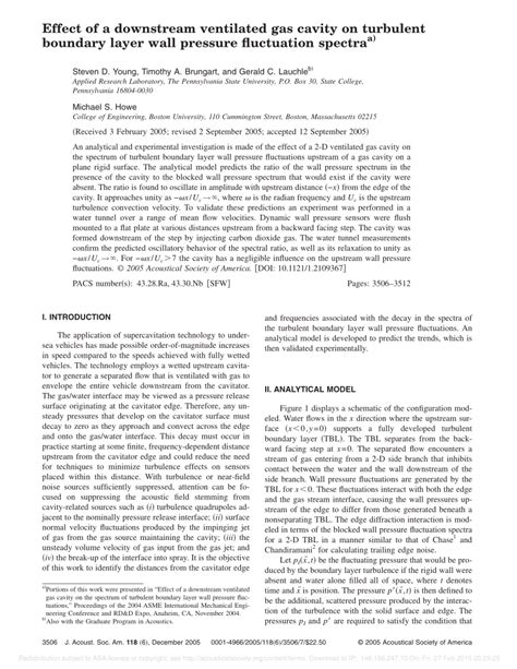 Pdf Effect Of A Downstream Ventilated Gas Cavity On Turbulent Boundary Layer Wall Pressure