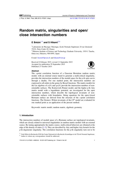 Random Matrix Singularities And Openclose Intersection Numbers