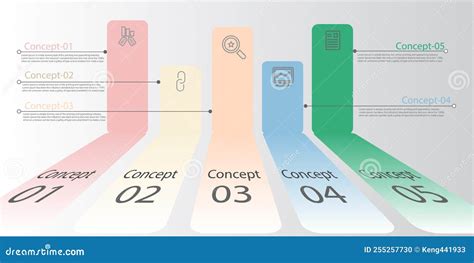 Infographic Rectangle Vector Template Process Concept Step For Strategy Or Education Learning