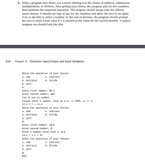 Solved 8 Write A Program That Shows You A Menu Offering You Chegg