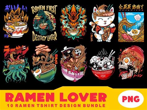 10 Ramen Lover Tshirt Design Illustration