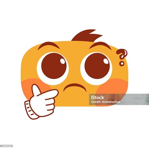Vector Cartoon Cute Thinking Face Emoji Isolated Illustration Stock Illustration Download