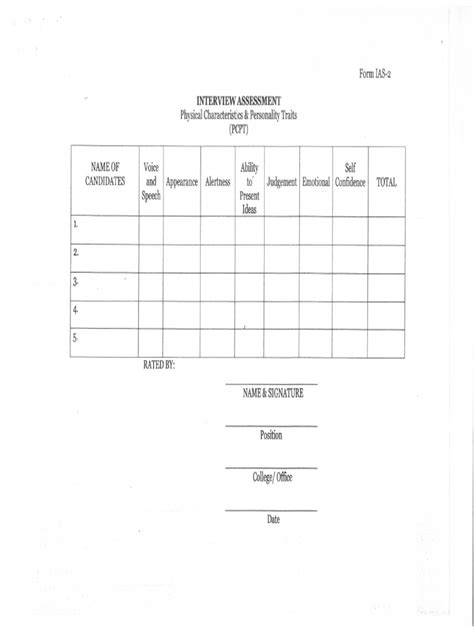 Interview Assessment Form Pdf
