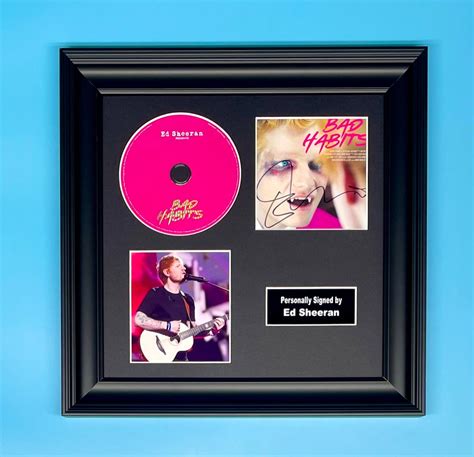 Ed Sheeran Signed Photo And Cd In Luxury Handmade Wooden Frame With Aftal