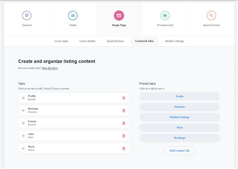 Single Page Content And Tabs Docs