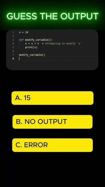 Guess The Output Python Code Challenge 🐍 Shorts Youtube